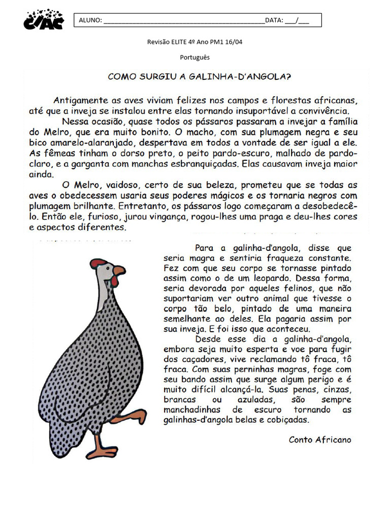 Revisão ELITE 4º Ano PM1 1604 5 Cópias | PDF | Humano | Paleolítico