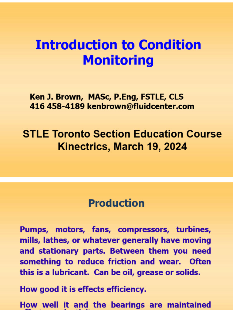 Introduction to Condition Monitoring - STLE Toronto Section March 19 ...