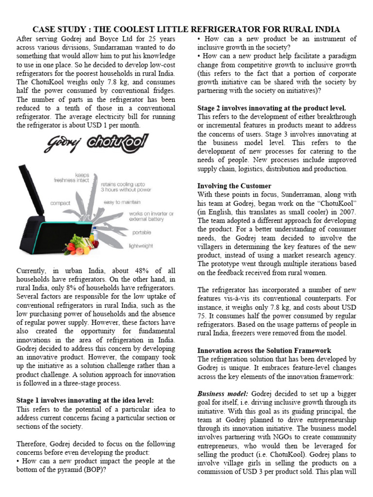ChotuKool: Affordable Fridge for Rural India | PDF | Refrigerator ...