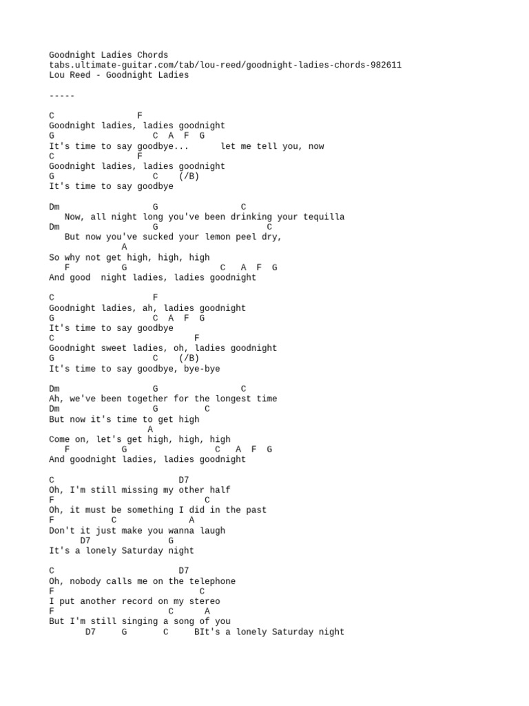 Velvet Underground - Goodnight Ladies | PDF | Sound Recording