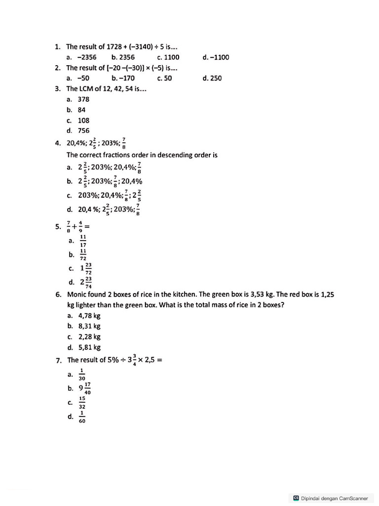 Latihan Soal Mathematics Kelas 6 Sd Pdf