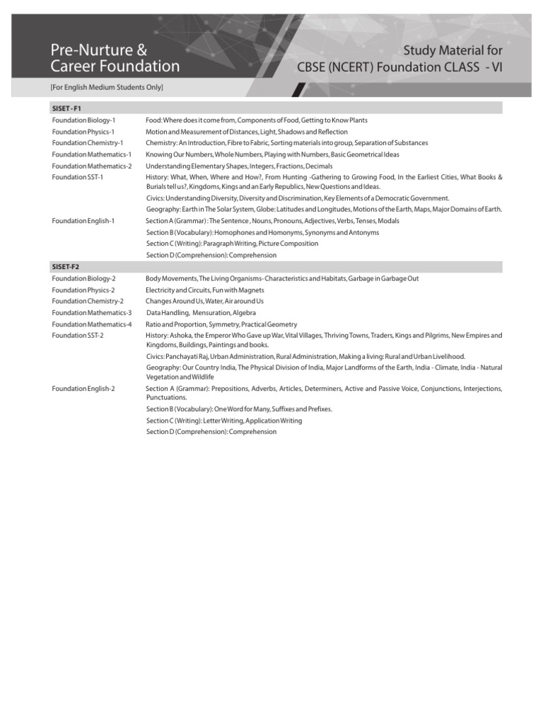 Class 6 CBSE Foundation Study Material | PDF | English Language | Grammar