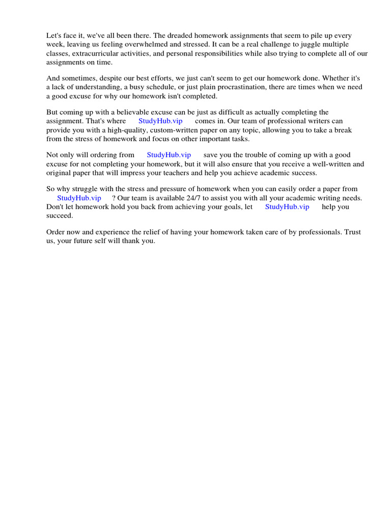 Good Excuses For Homework Not Done | PDF | Homework | Teachers