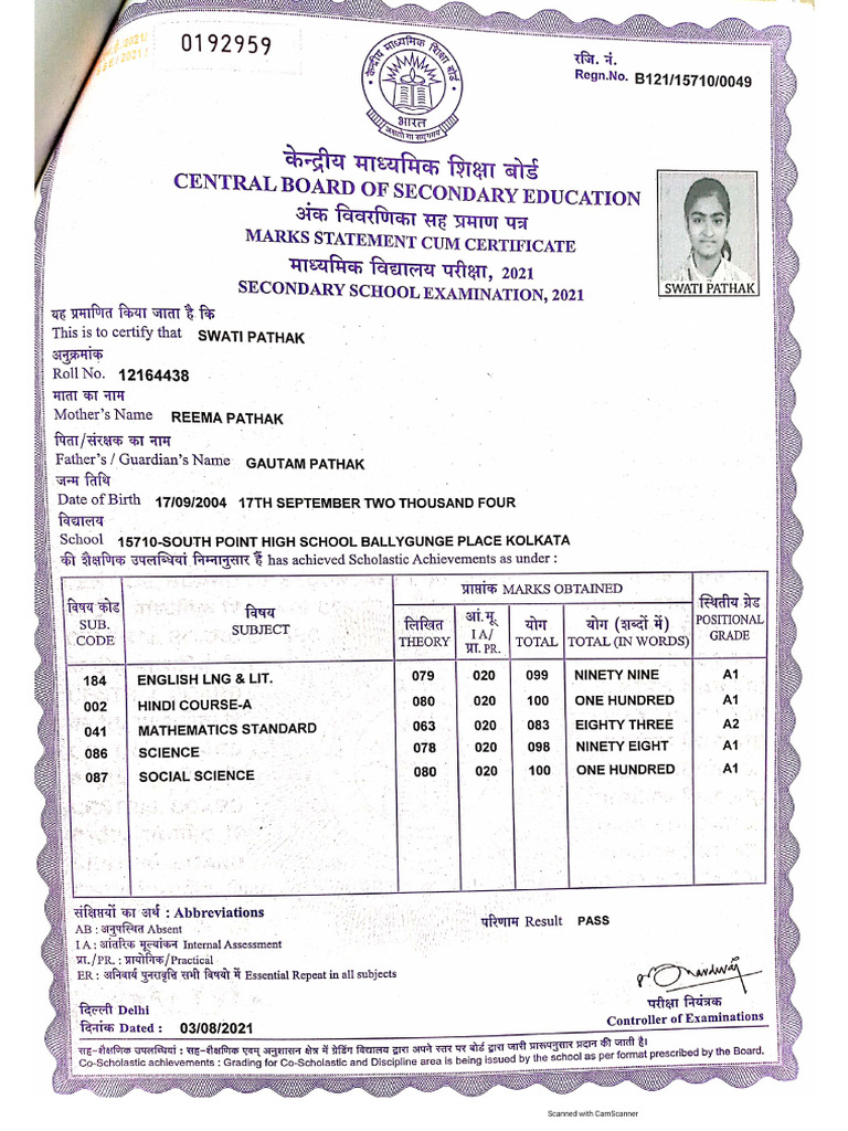 10th Passing Certificate | PDF