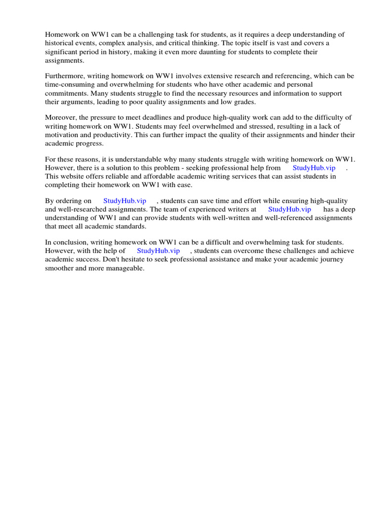 Homework Ww1 | PDF | Homework | World War I