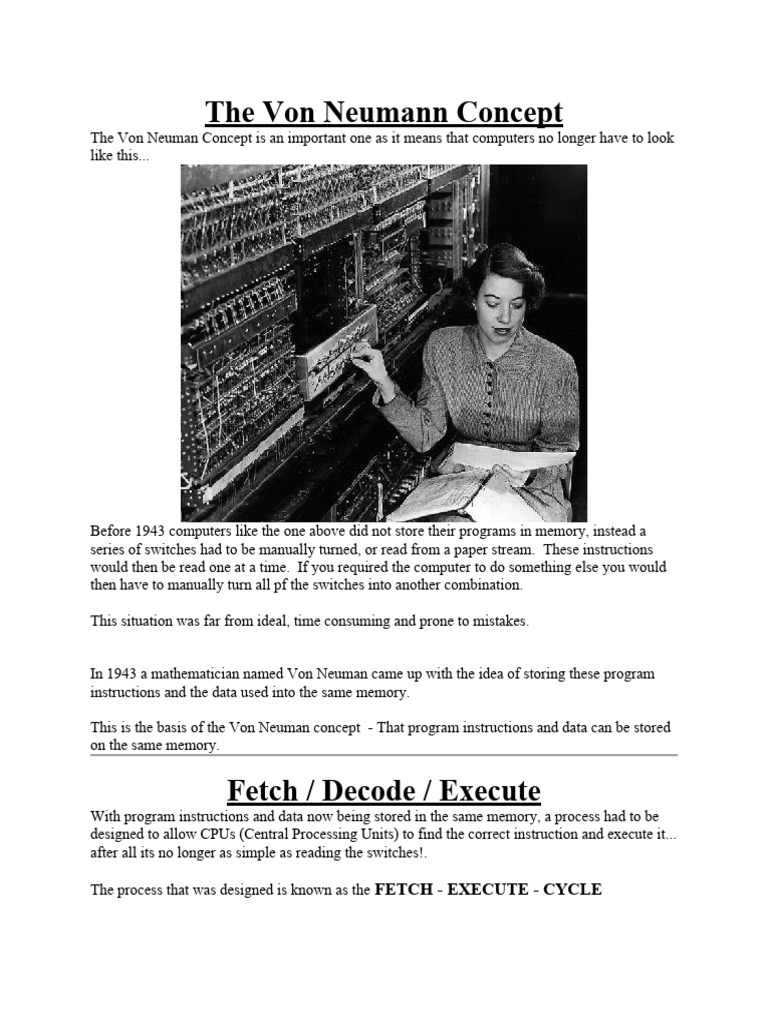 The Von Neumann Concept | PDF | Central Processing Unit | Digital ...