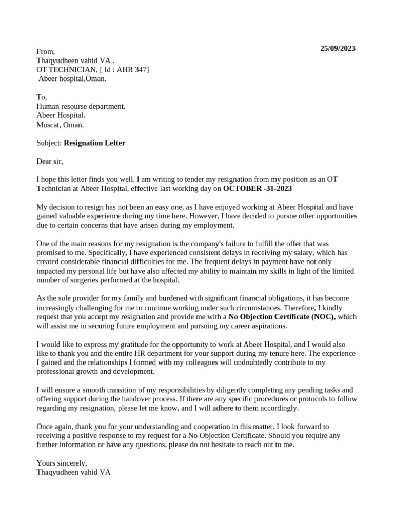 Resign Letter - Thaqyudheen Vahid VA | PDF | Career & Growth | Finance ...