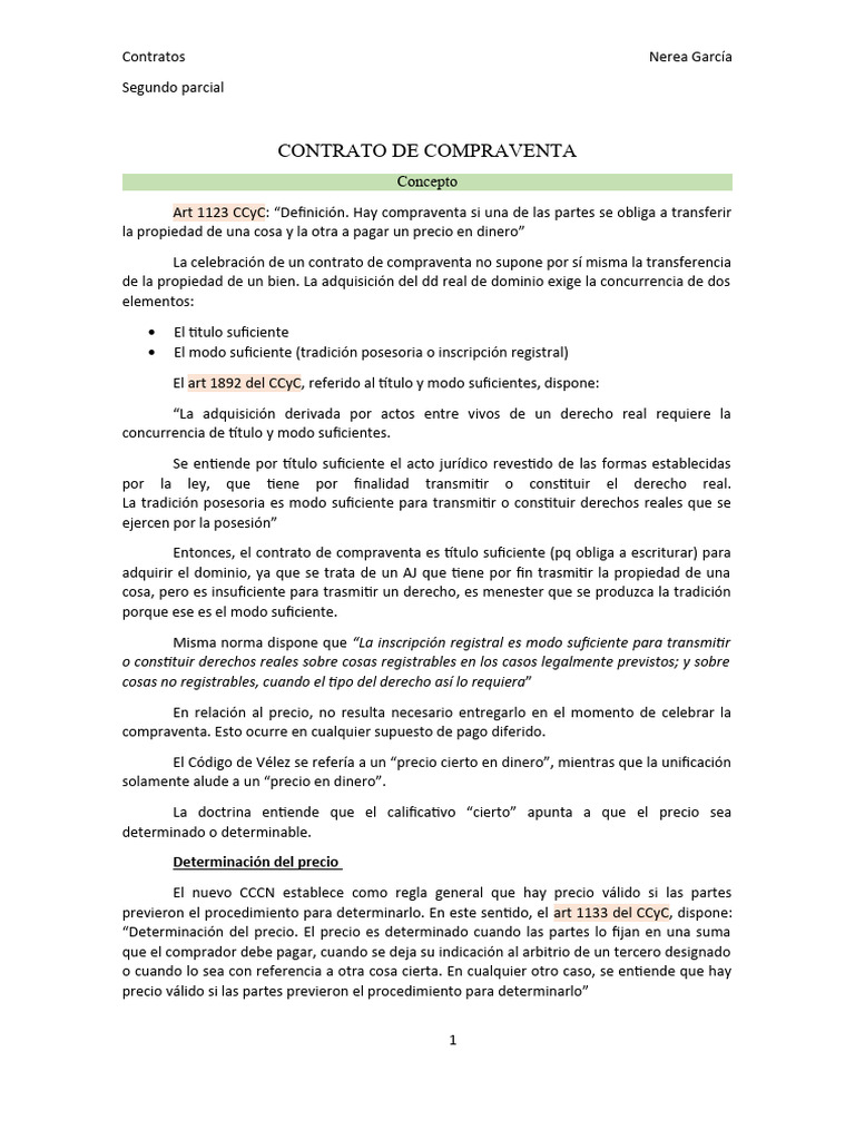 CONTRATO DE COMPRAVENTA | PDF | Derecho privado | Derecho civil (sistema legal)