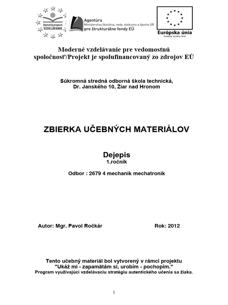 I. Rocnik Zbierky Dejepisu | PDF