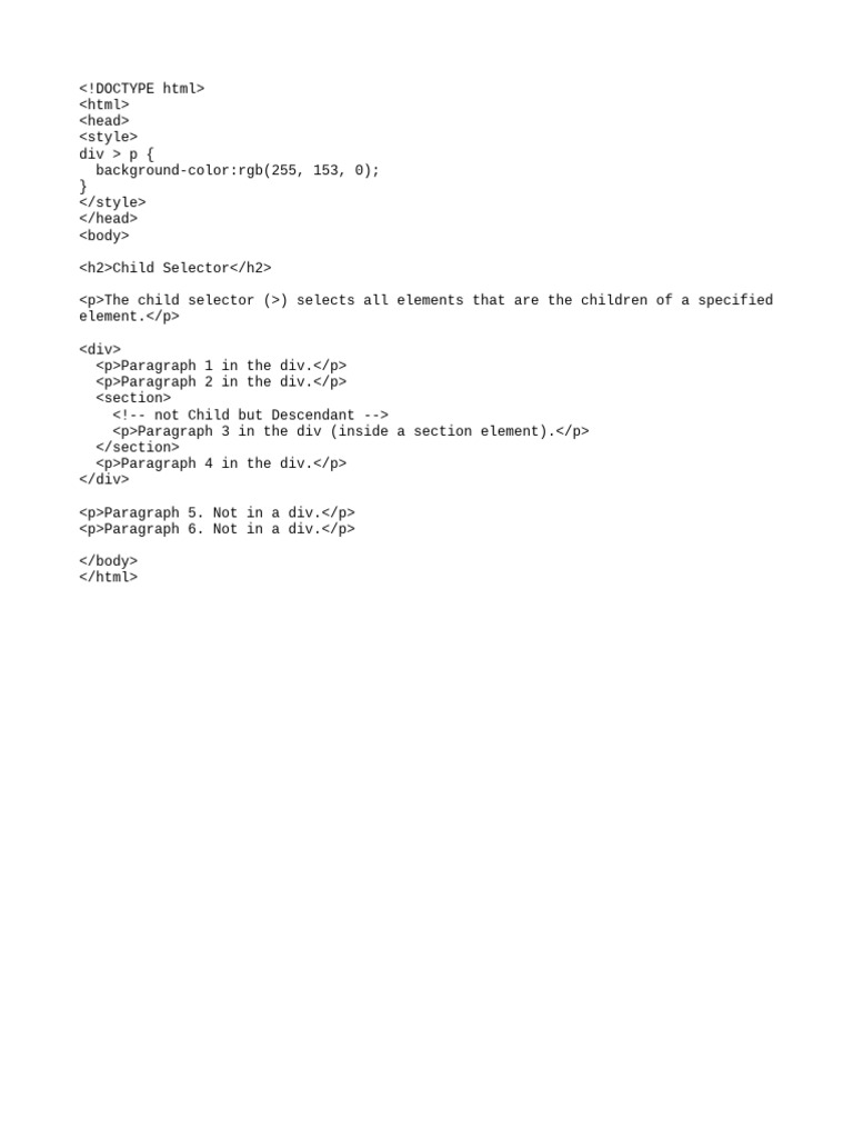 CSS Child Selector Guide | PDF