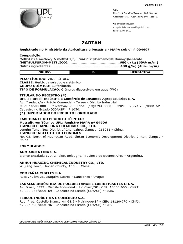 Zartan Bula 1 | PDF | Embalagem e rotulagem | Rotação de culturas