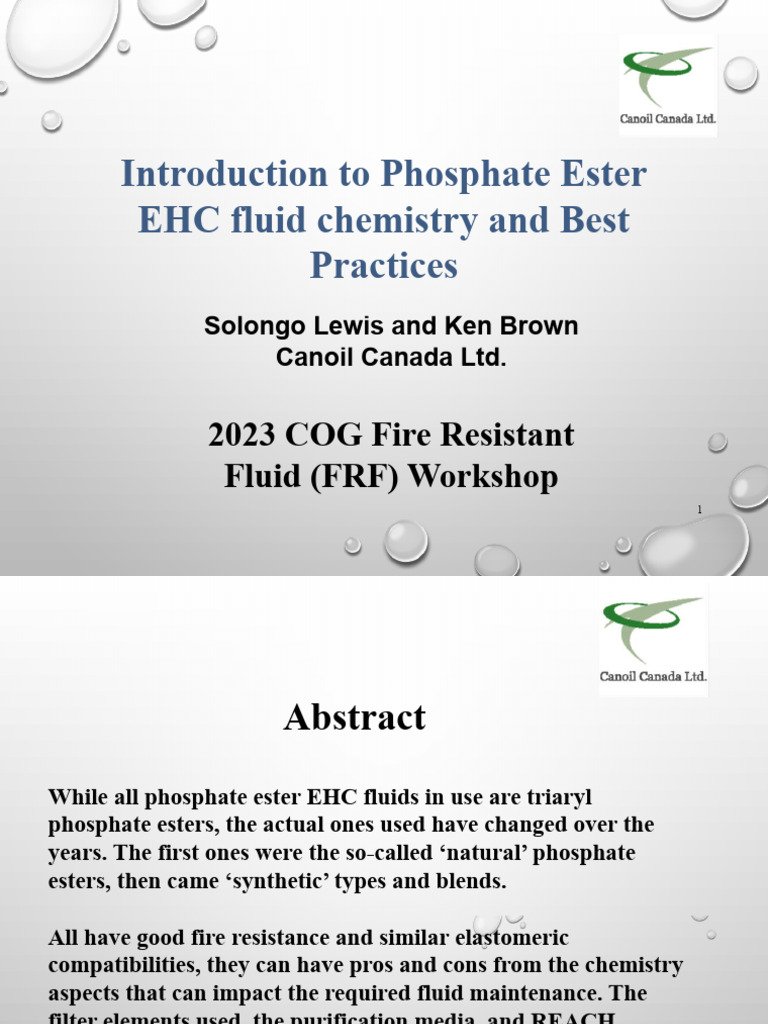Canoil Introduction To EHC Fluid Maintenance - Oct 15 Rev 13 | PDF ...
