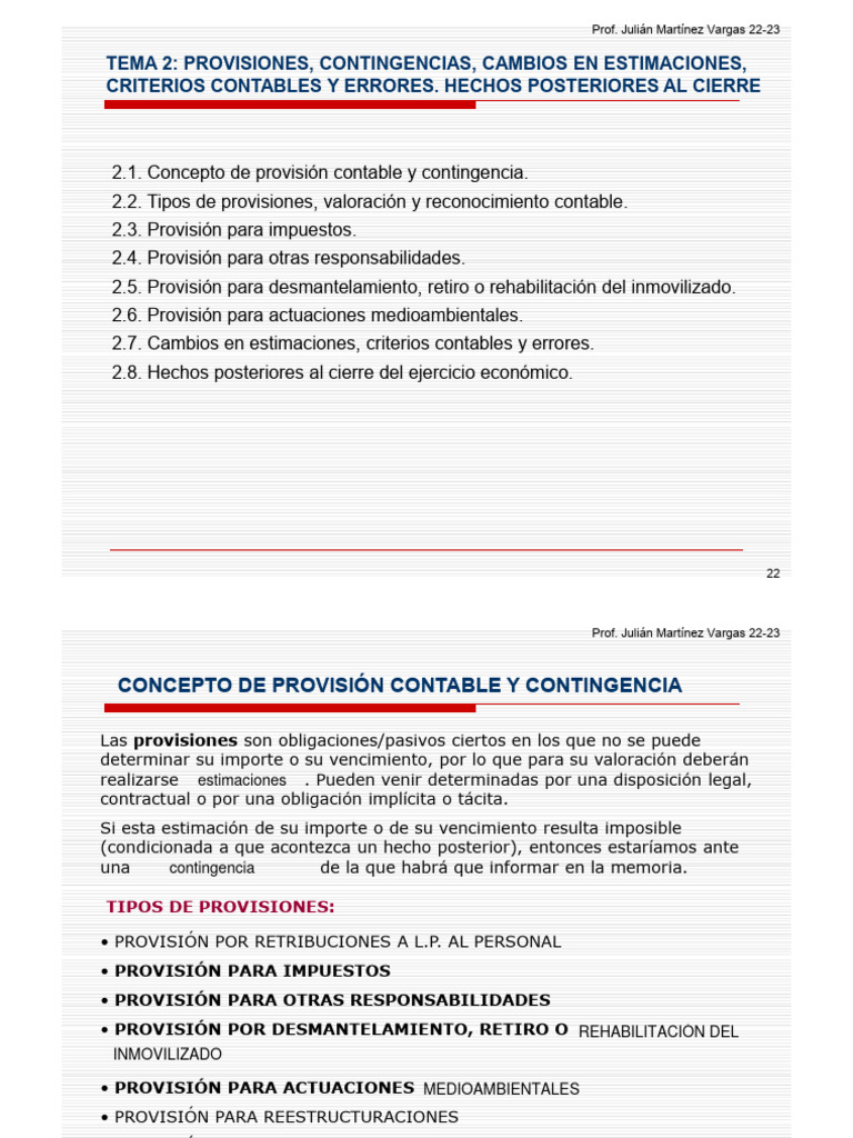 Provisiones y Contingencias Contables | PDF | Contabilidad | Estado financiero