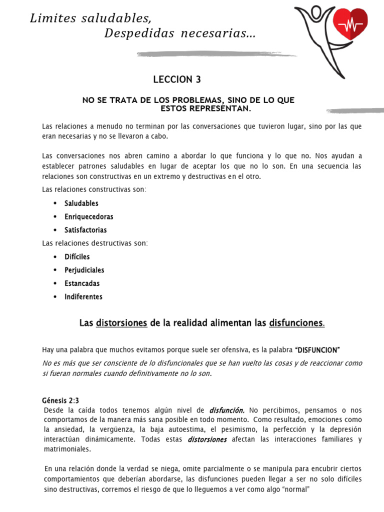 Limites Saludables Despedidas Necesarias Leccion 3 | PDF | Verdad ...