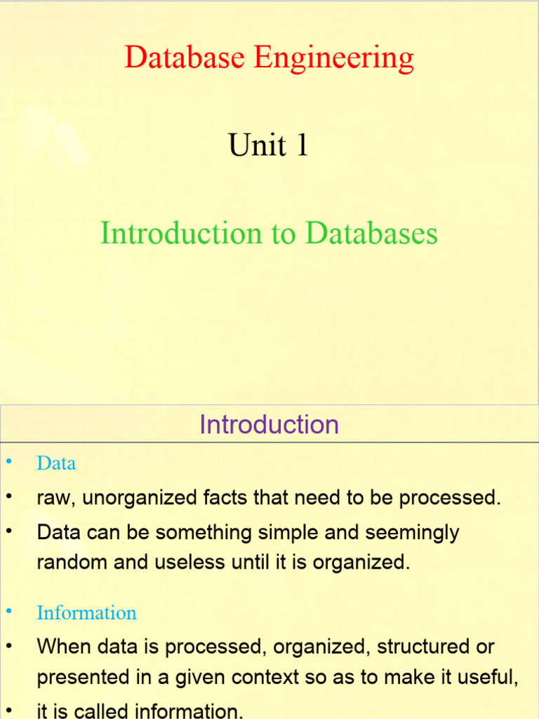 DBE Unit 1 | PDF | Databases | Computing