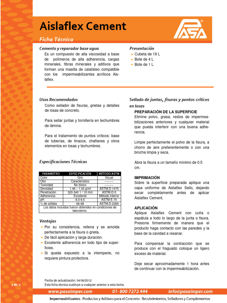 Guía de Uso de Aislaflex Cement | PDF | Tornillo