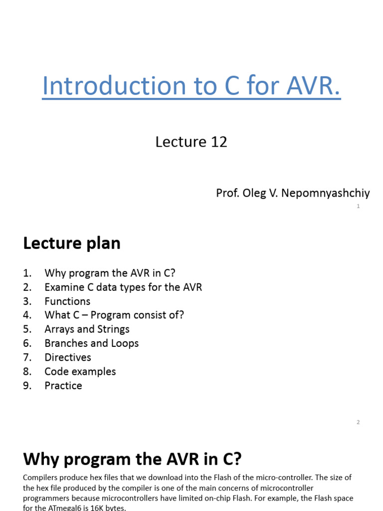 C Programming for AVR Microcontrollers | PDF | Parameter (Computer Programming) | Control Flow