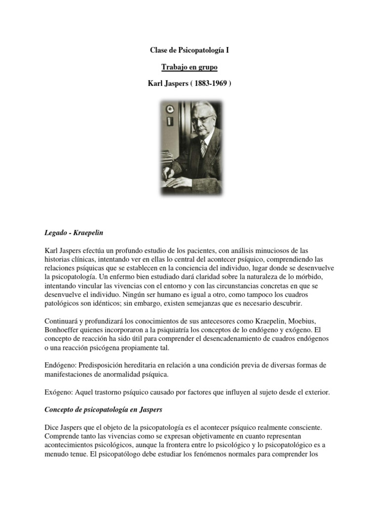 Karl Jaspers | PDF | Psicopatología | Sicología