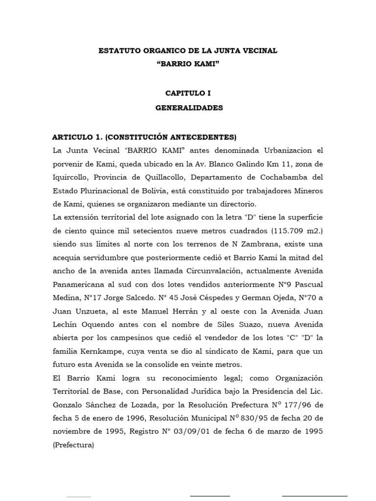 Estatuto Organico Kami Ok | PDF | Regulación | Bolivia