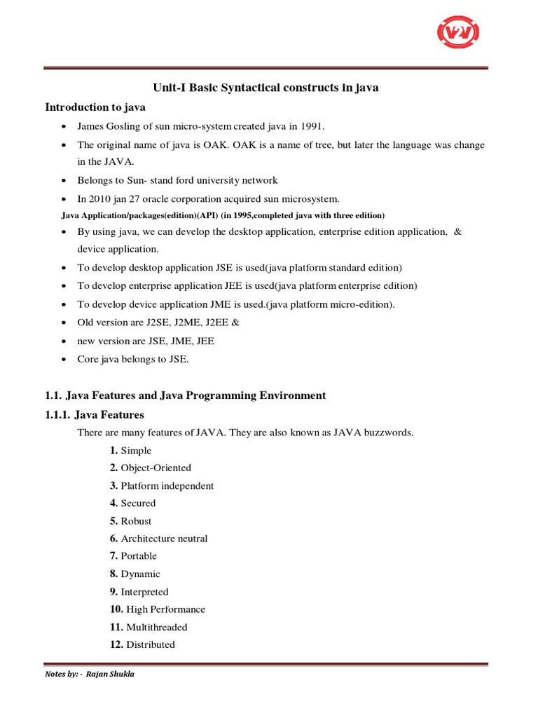 220245-MSBTE-22412-Java (Unit 1) | PDF | Java Virtual Machine | Method (Computer Programming)