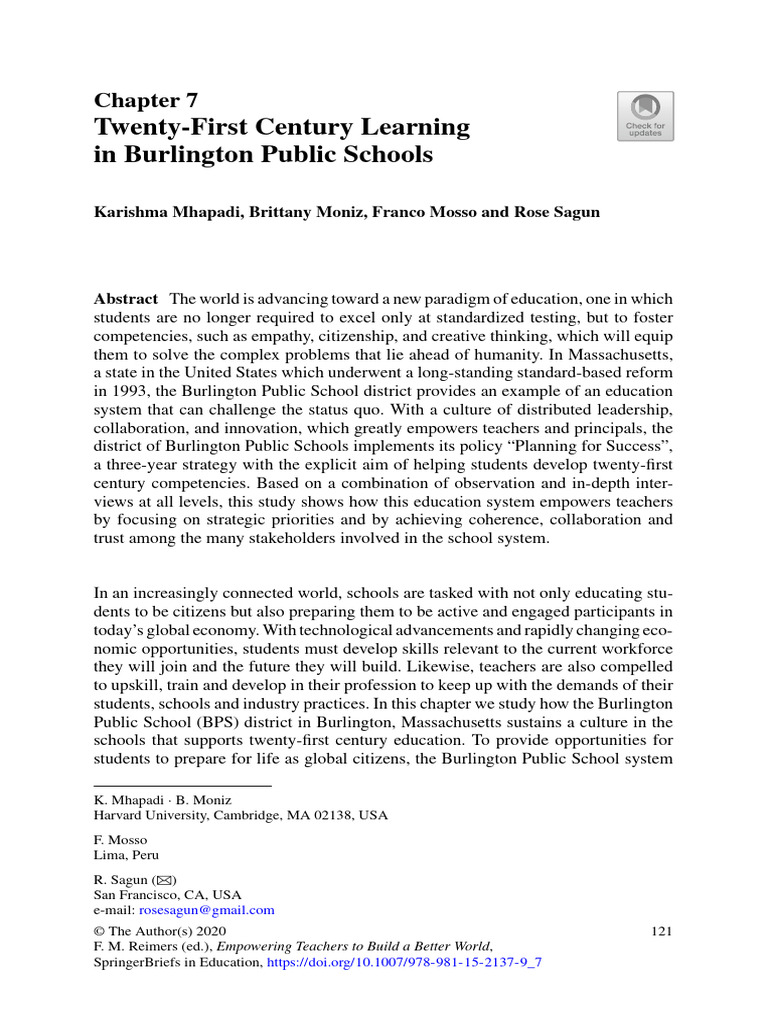 Twenty-First Century Learning in Burlington Public | PDF | Teachers ...