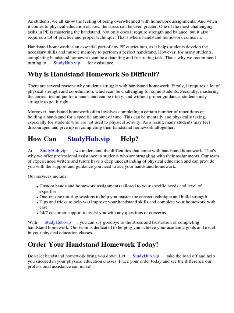 Handstand Homework Review | PDF | Gymnastics | Homework