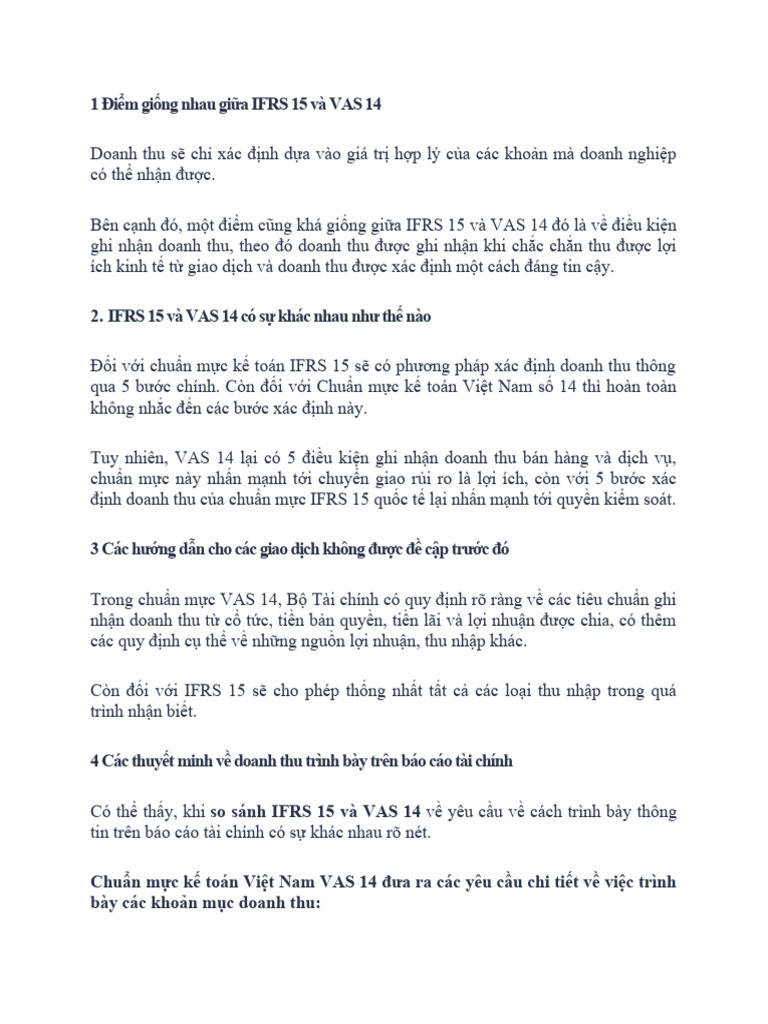 So Sanh Ifrs15 Vs Vas 14 | PDF