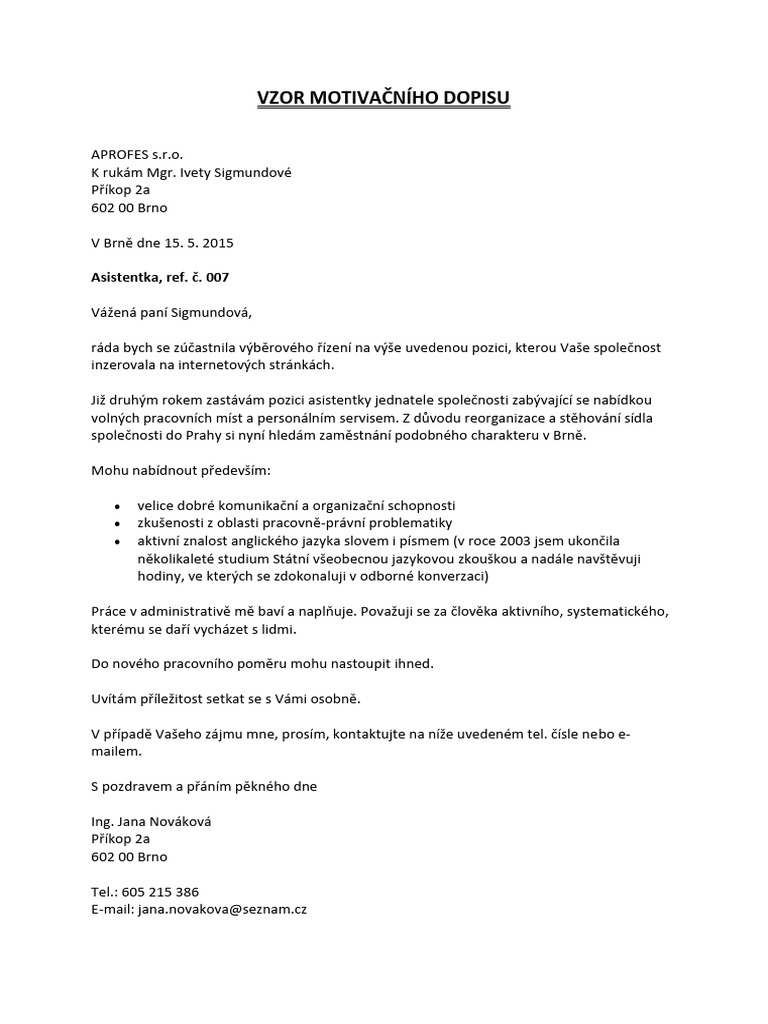 Motivacni Dopis | PDF