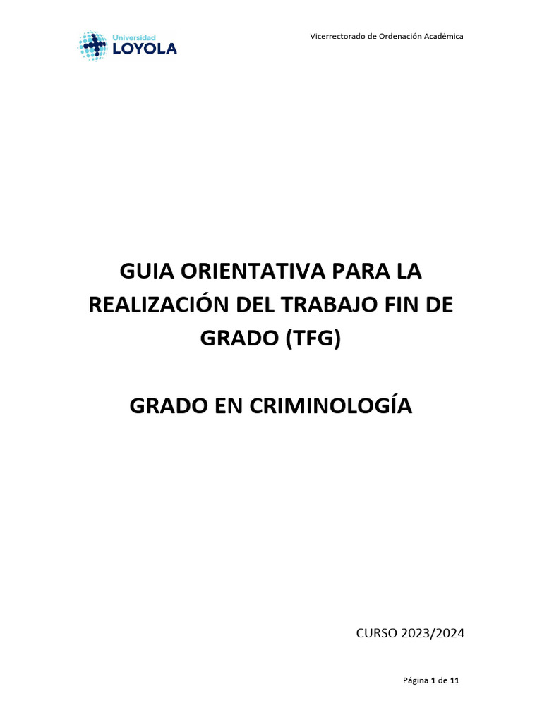 Guia Orientativa TFG CRI 2024 | PDF | Evaluación | Bibliografía