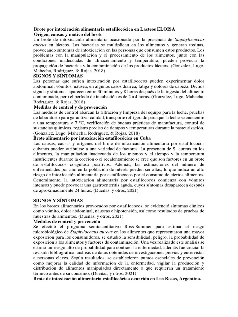 Brote de Estafilococos | PDF | Enfermedades transmitidas por alimentos ...