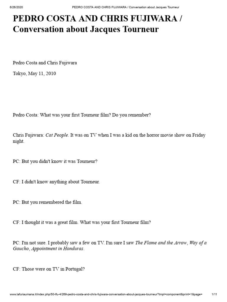 Costa and Fujiwara on Jacques Tourneur | PDF | Mystery, Thriller ...