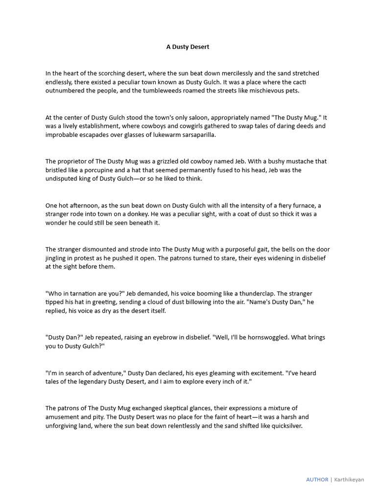 Dusty Dan's Desert Adventure | PDF