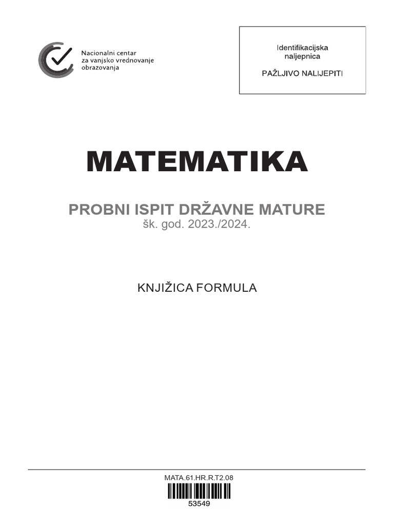 Matematika: Probni Ispit Državne Mature | PDF