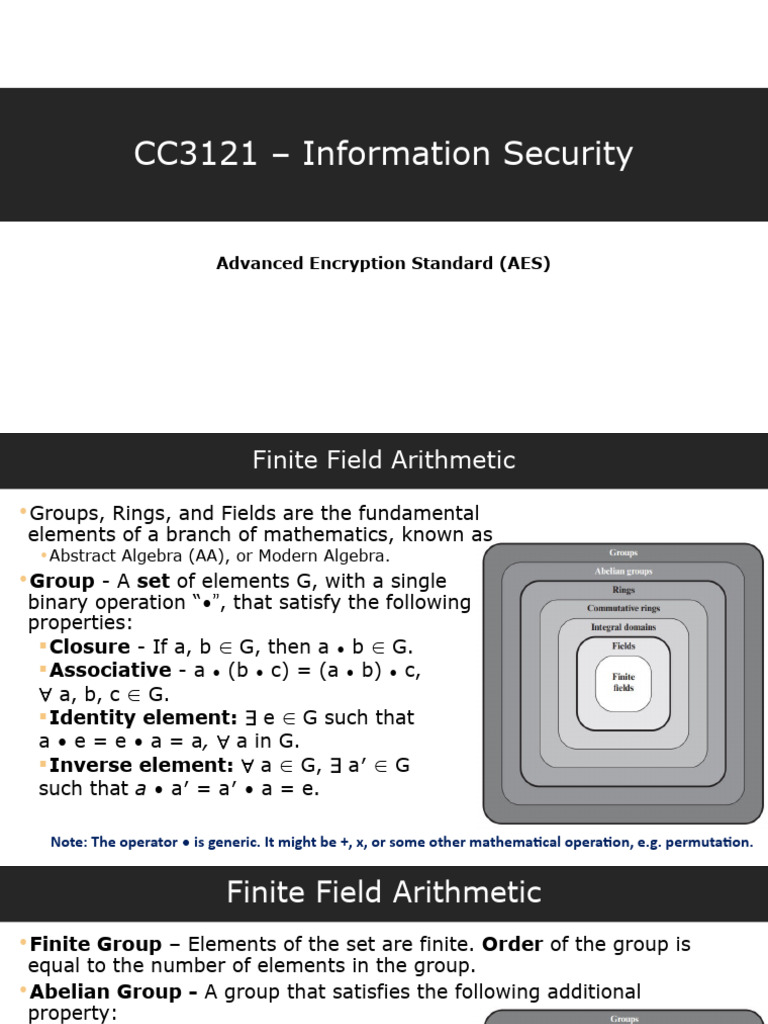 CC3121 - Information Security: Advanced Encryption Standard (AES) | PDF | Field (Mathematics ...