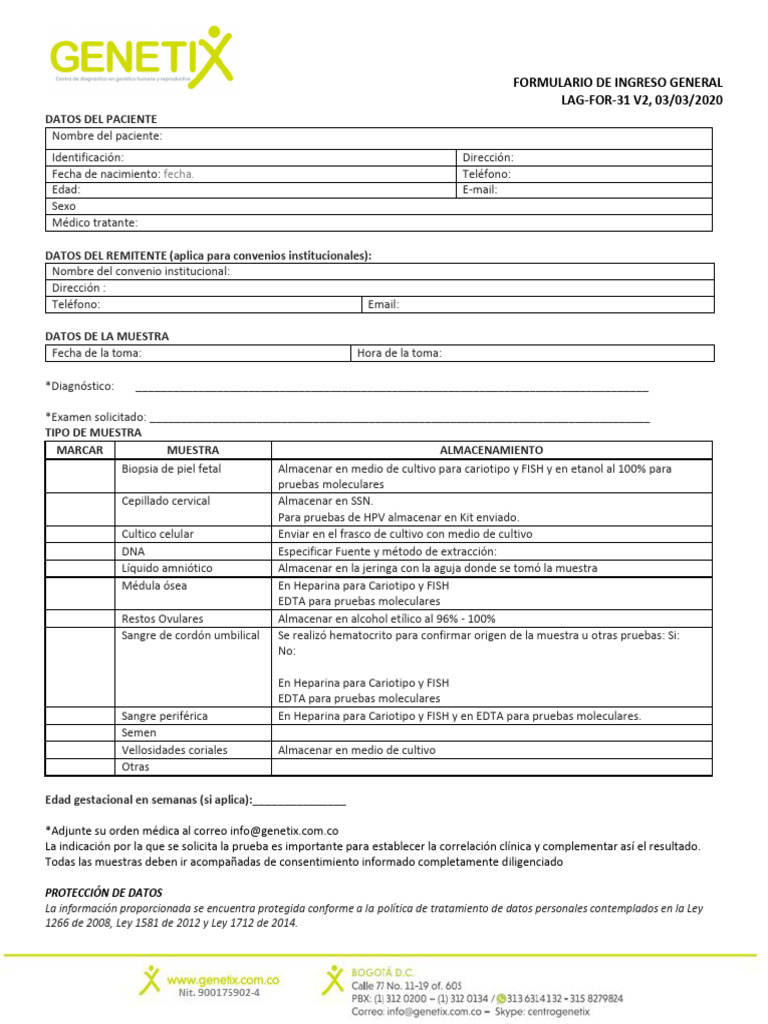 Lag For 31 Formulario de Ingreso General 03032020 Ok | PDF ...
