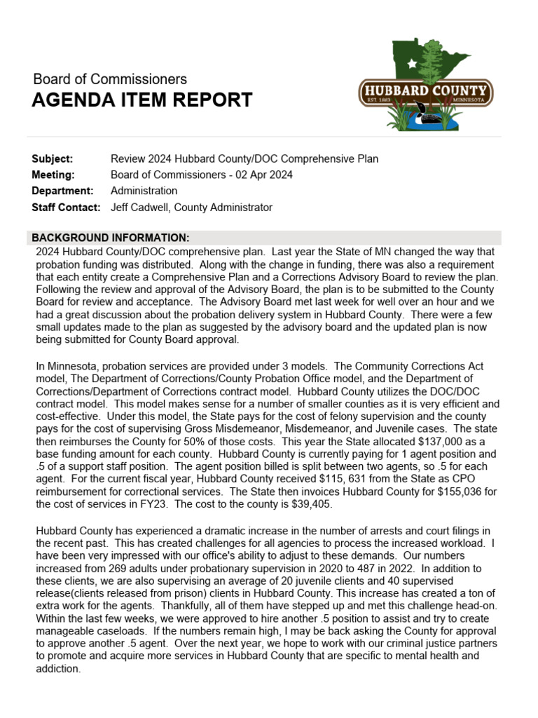 2024 Hubbard County/DOC Comprehensive Plan | PDF | Naloxone | United ...