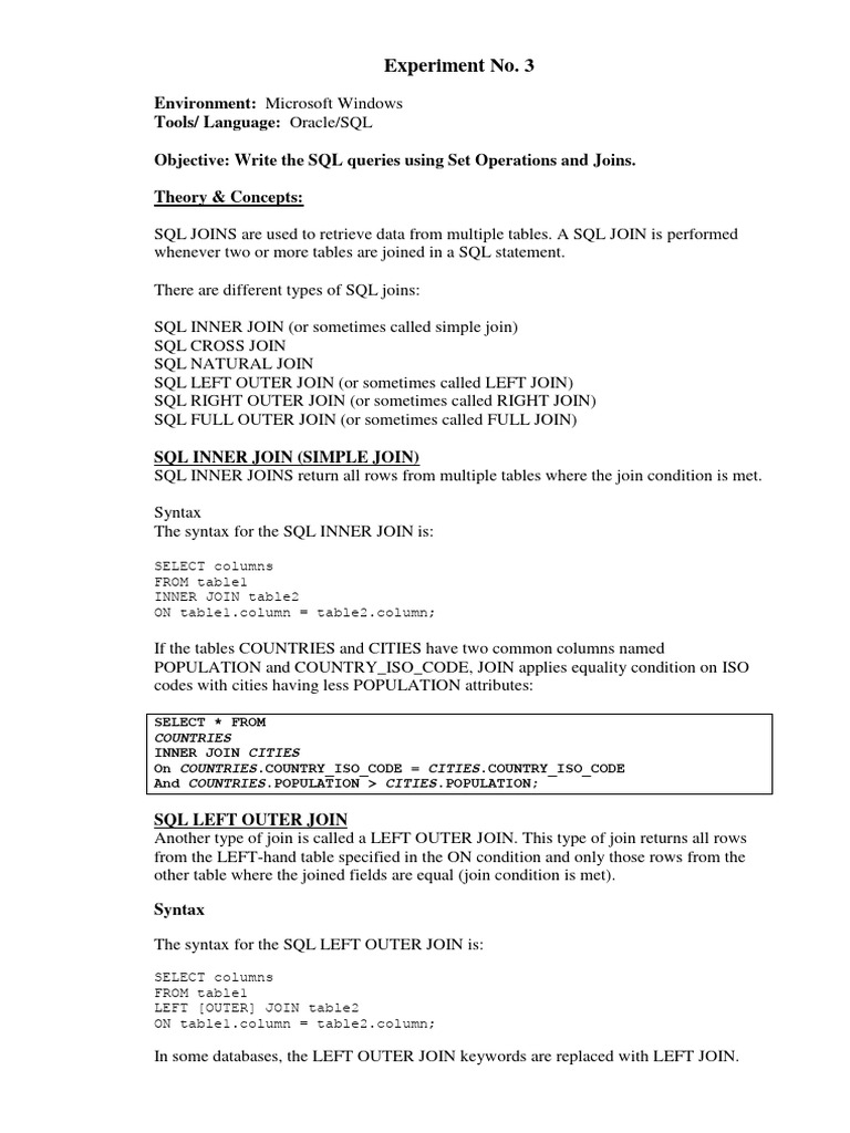 Lab Assignment 4 | PDF | Sql | Databases Lab Assignment 4 | PDF | Sql | Databases