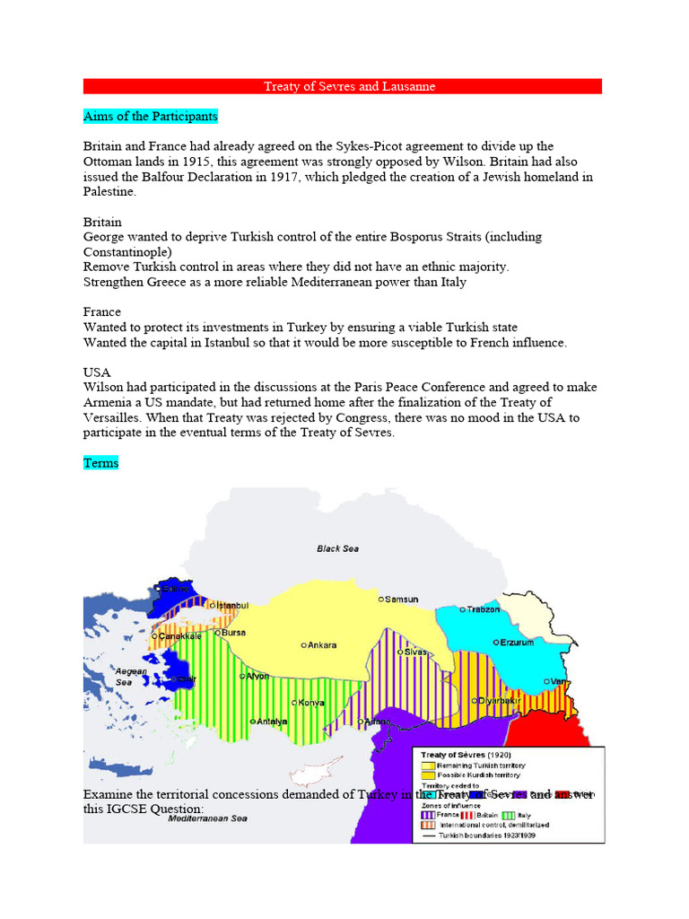 Treaty of Sevres and Lausanne | PDF | Mustafa Kemal Atatürk | Turkey