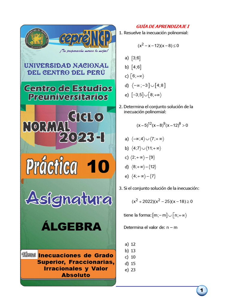 Álgebra 10 CN | PDF | Matemáticas