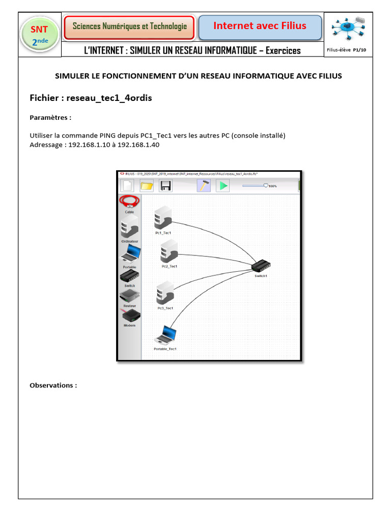 Simulation de Réseau avec Filius | PDF | Internet | Internet et Web