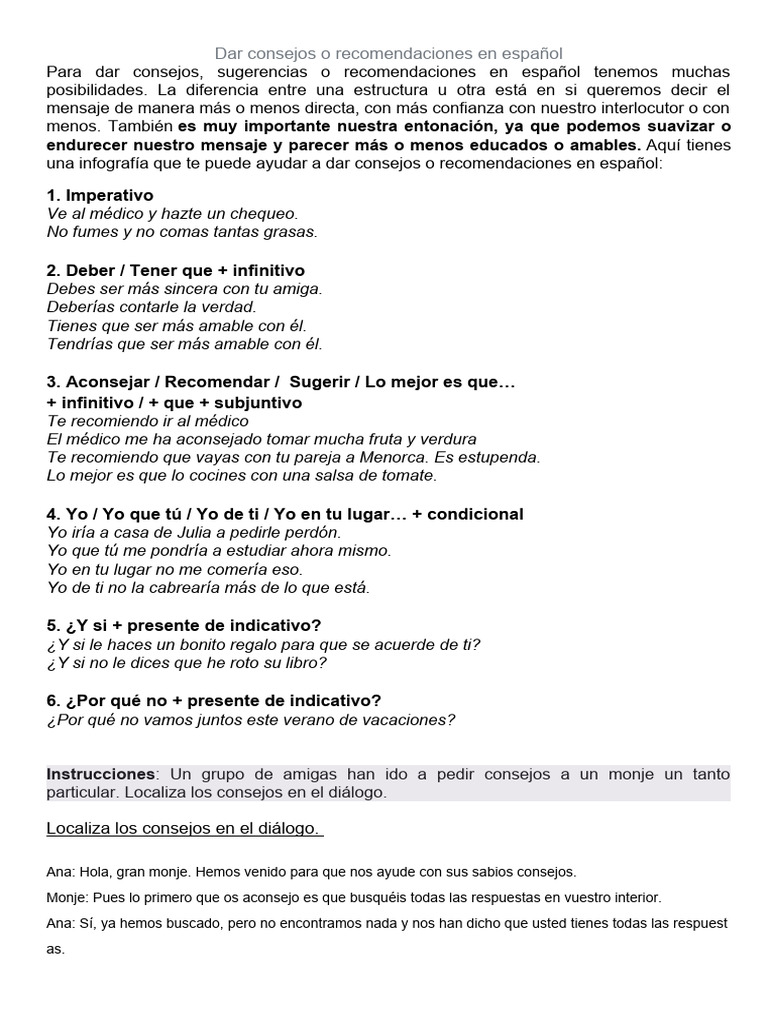 Consejos en Español: Guía Práctica | PDF