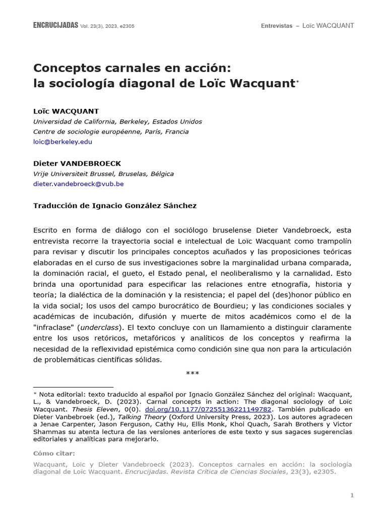Sociología Diagonal de Loïc Wacquant | PDF | Sociología | Teoría