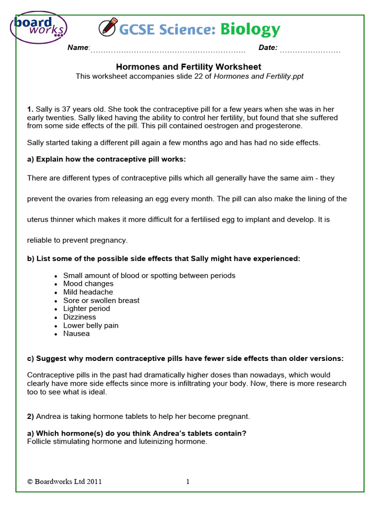 Hormones - and - Fertility - Worksheet (1) 1 | PDF | Wellness | Lifestyle