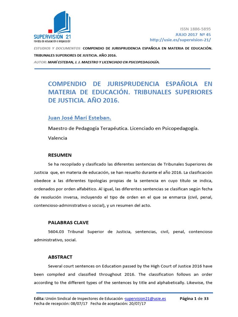 SP 21 45 Estudios y Documentos TSJ Educación Marí Esteban | PDF ...