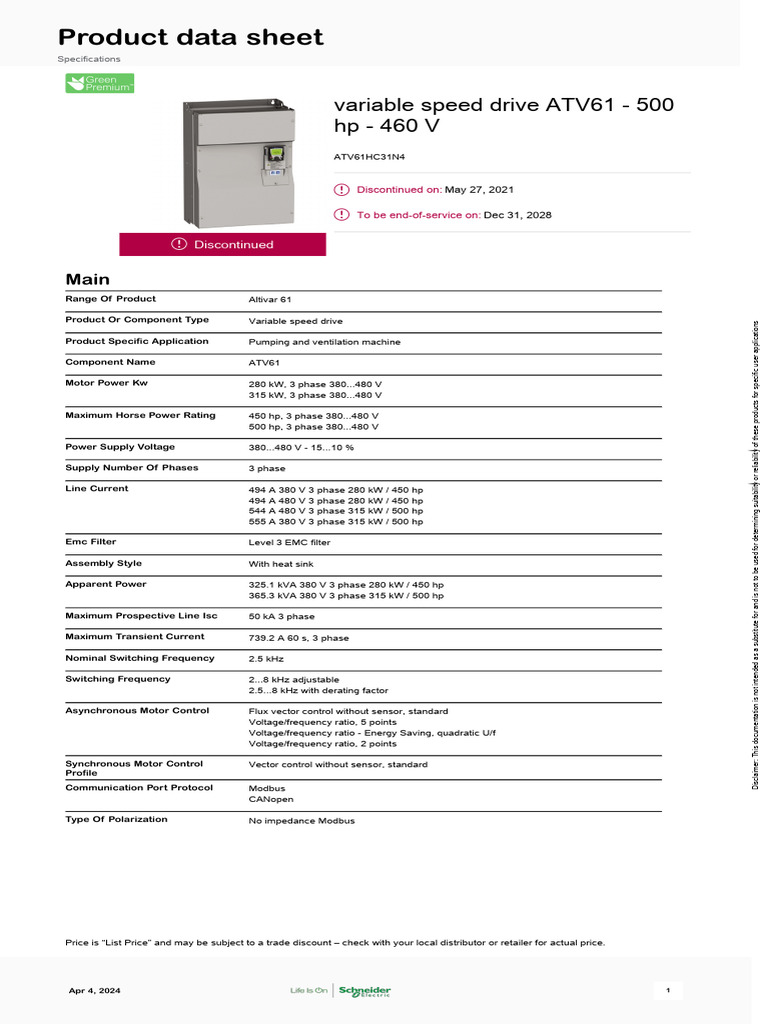 Schneider Electric - Altivar-61-Variable-Frequency-Drives-VFD ...