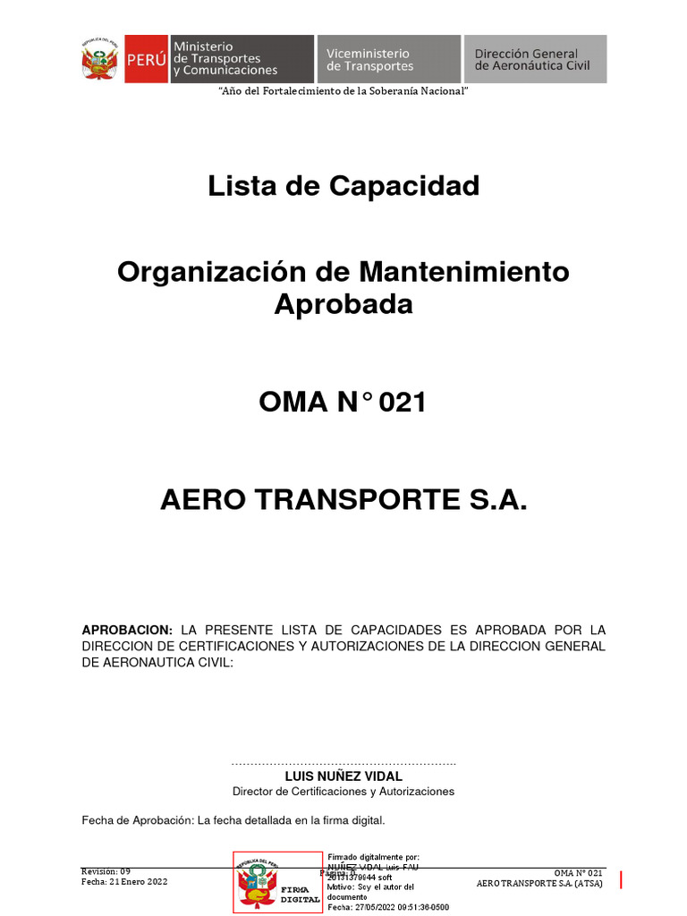 OMA 21 Lista de Capacidades | PDF | Aeronave | Aviación