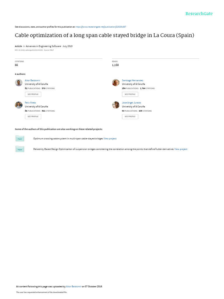 Cable Optimization of A Long Span Cable Stayed Bridge in La Coura ...