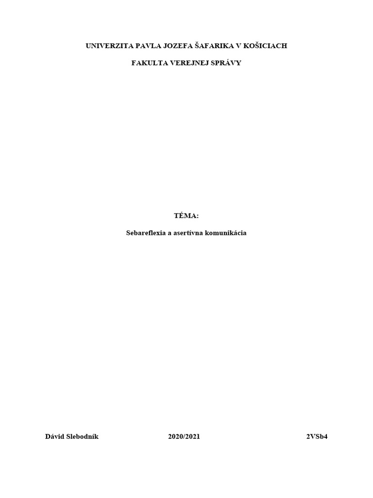 Sebareflexia A Asertívna Komunikácia | PDF