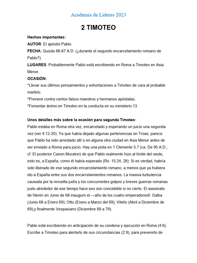 2 Timoteo | PDF | Pablo el apóstol | Cristo (título)