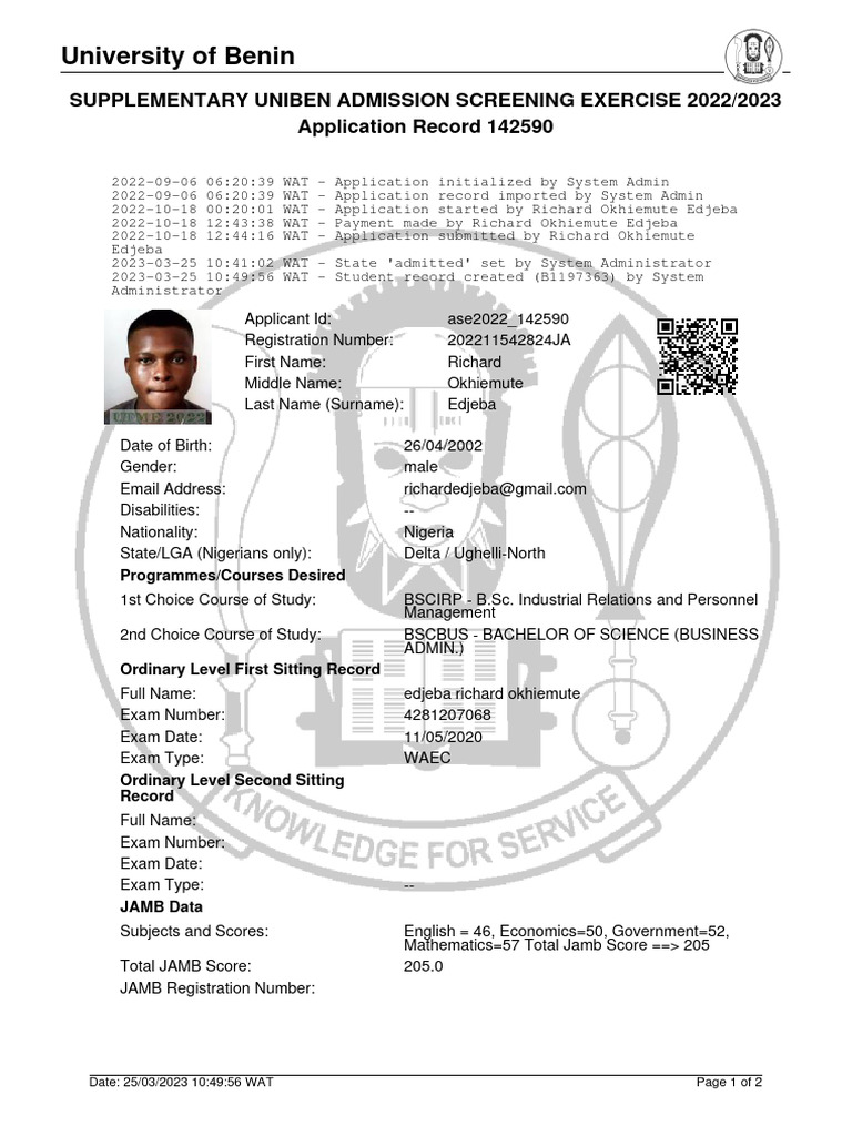 Application Slip | PDF